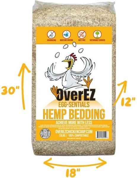 OVEREZ EGG-Sentials Hemp Chicken Bedding, 33-lb bag - Chewy.com