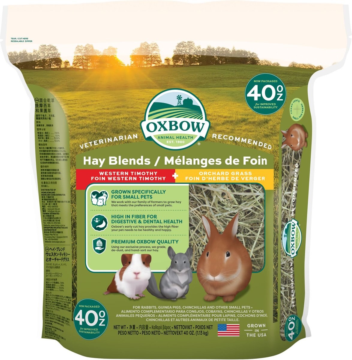 OXBOW Animal Health Oxbow Hay Blends Western Timothy & Orchard, 40-oz ...