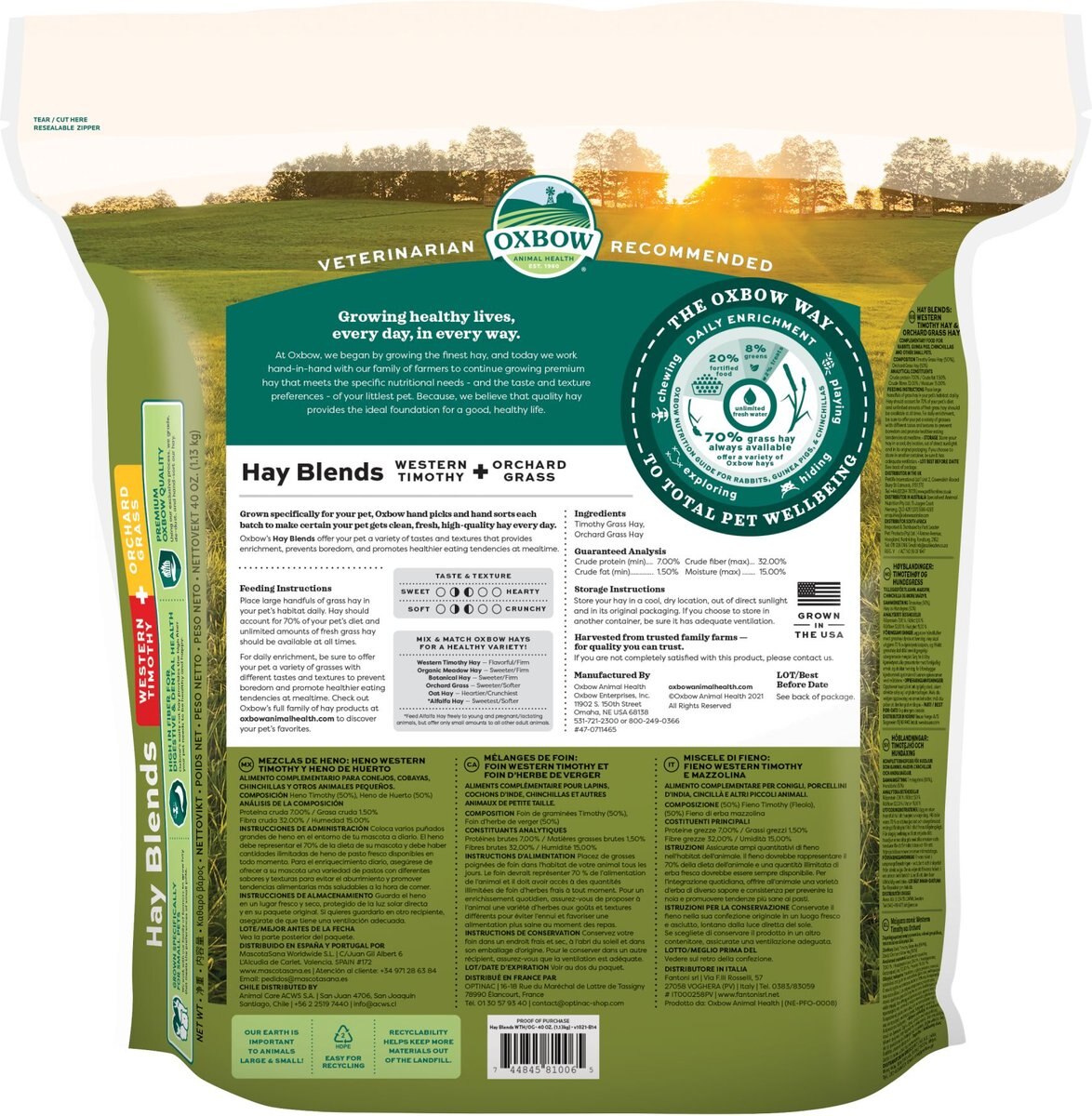 OXBOW Animal Health Oxbow Hay Blends Western Timothy & Orchard, 40-oz ...
