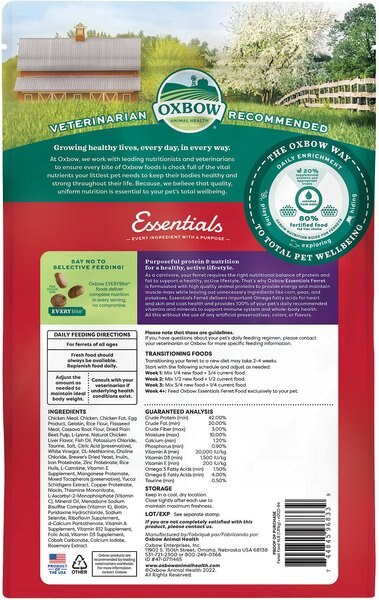 OXBOW Animal Healthy Essentials Natural Pellets Ferret Food, 4-lb bag ...