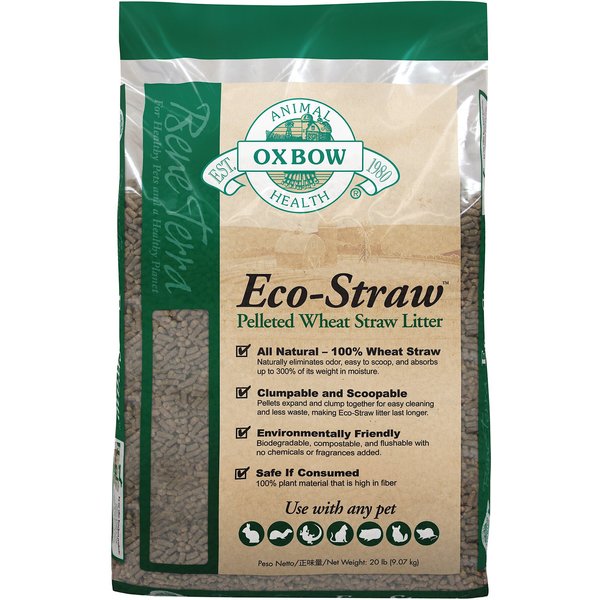 OXBOW Eco-Straw Pelleted Wheat Straw Small Animal Litter, 20-lb bag ...