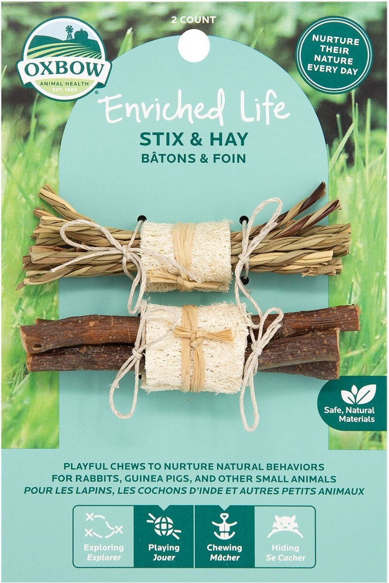 Discontinued - OXBOW Enriched Life Stix & Hay Small Animal Chew Toy, 2 ...
