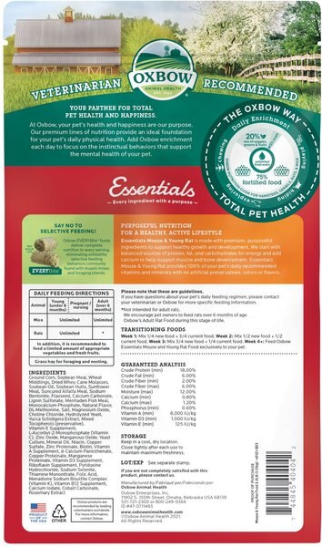 OXBOW Essentials Mouse & Young Rat Food All Natural Mouse & Young Rat ...