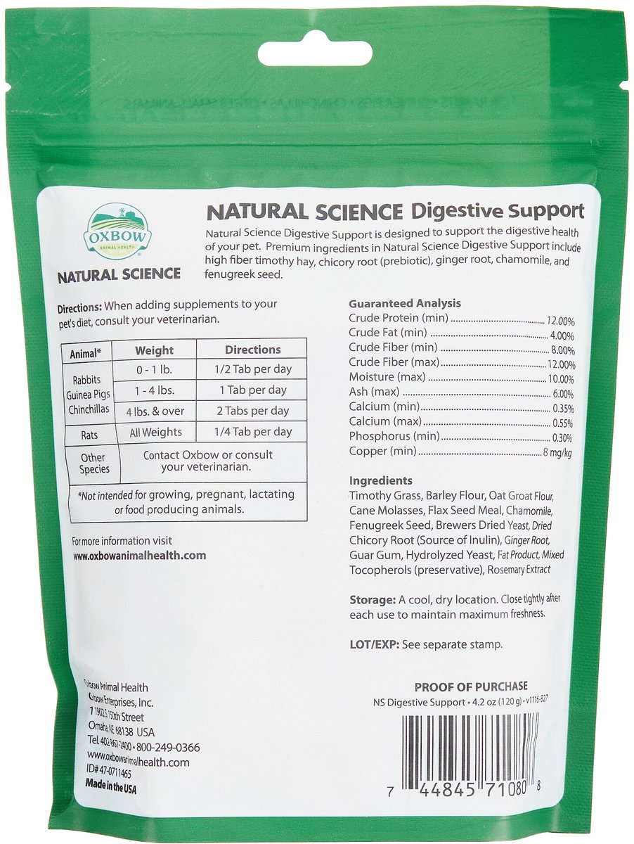 OXBOW Natural Science Digestive Support Small Animal Supplement, 60 ...