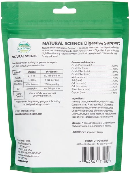 OXBOW Natural Science Digestive Support Small Animal Supplement, 60 ...