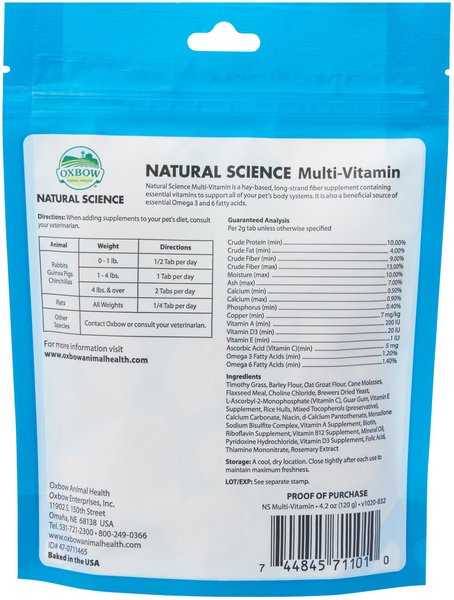 OXBOW Natural Science Multi-Vitamin Small Animal Supplement, 60 count ...