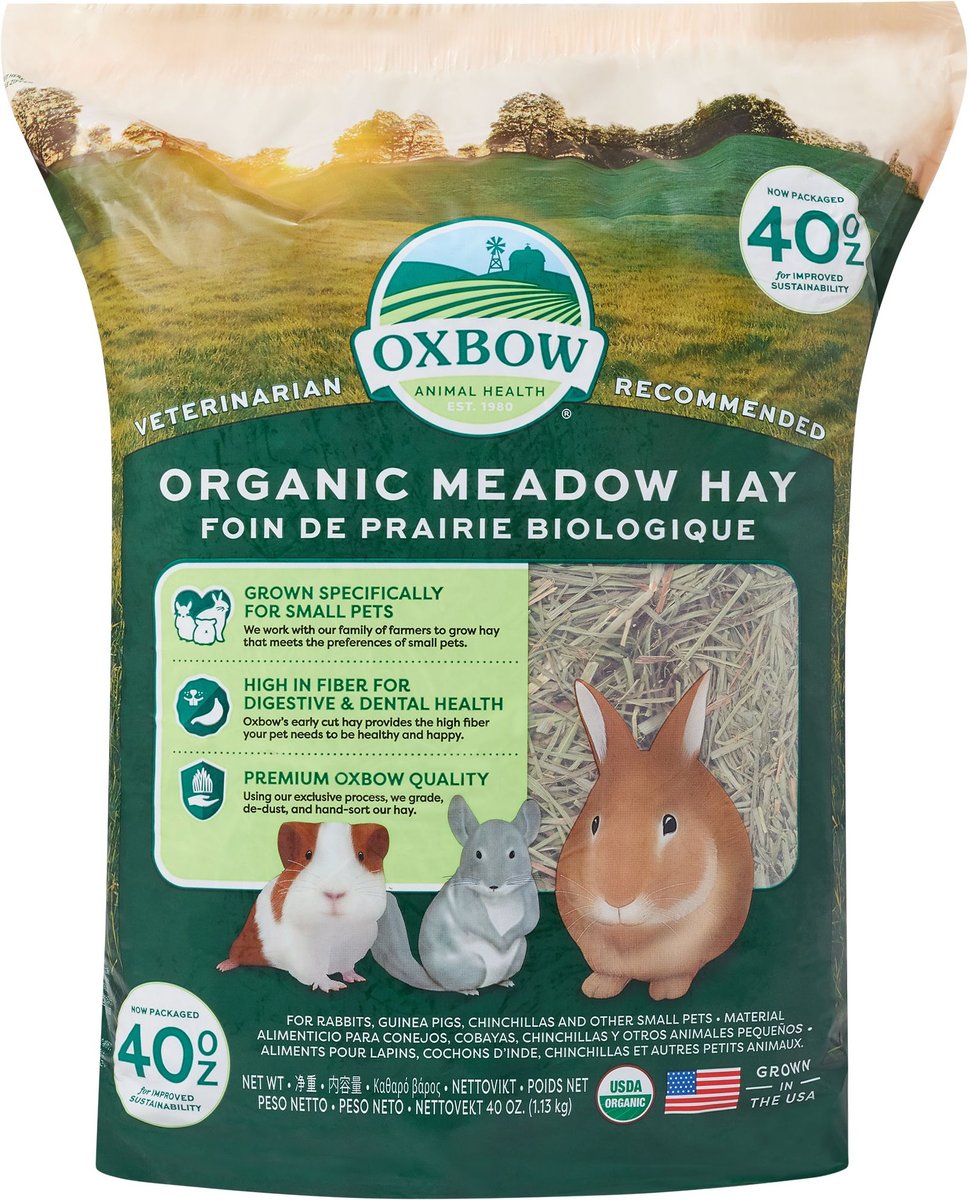 OXBOW Organic Meadow Hay Small Animal Food, 40-oz bag - Chewy.com