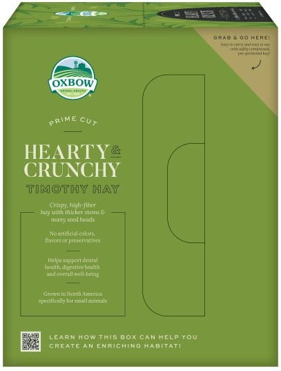 OXBOW Prime Cut Hearty & Crunchy Timothy Hay Small Pet Food, 80-oz bag ...