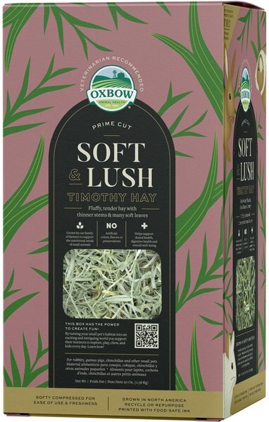 OXBOW Prime Cut Soft & Lush Timothy Hay Small Pet Food, 20-oz bag ...