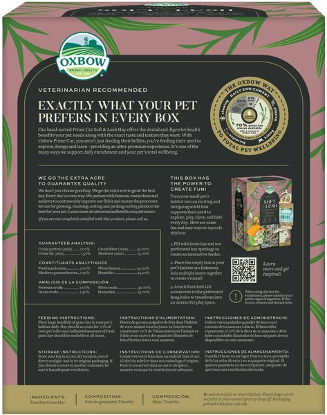 OXBOW Prime Cut Soft & Lush Timothy Hay Small Pet Food, 40-oz bag ...