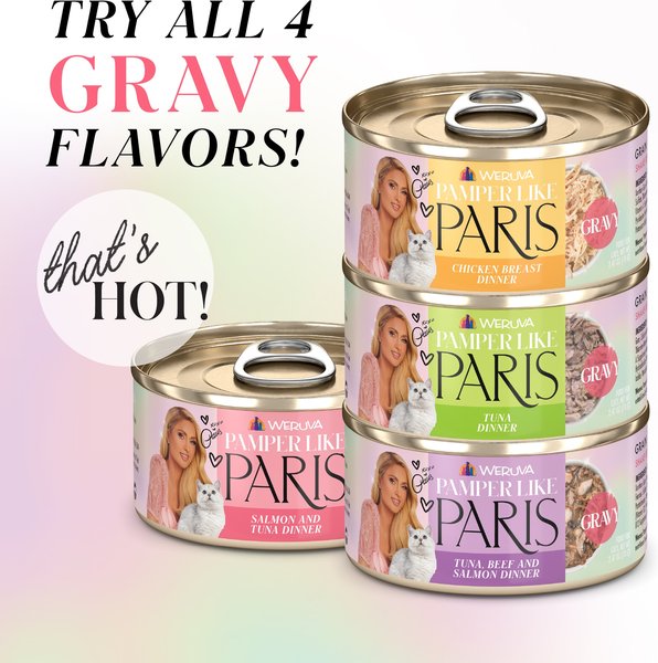 PAMPER LIKE PARIS Tuna, Beef, & Salmon Dinner Grain-Free Shredded Wet ...