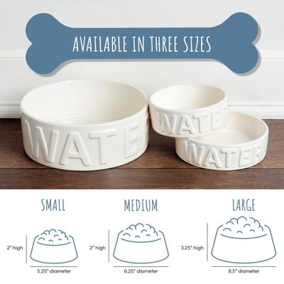 PARK LIFE DESIGNS Classic Ceramic Dog & Cat Bowl, 2 count, Grey, 2.75 ...