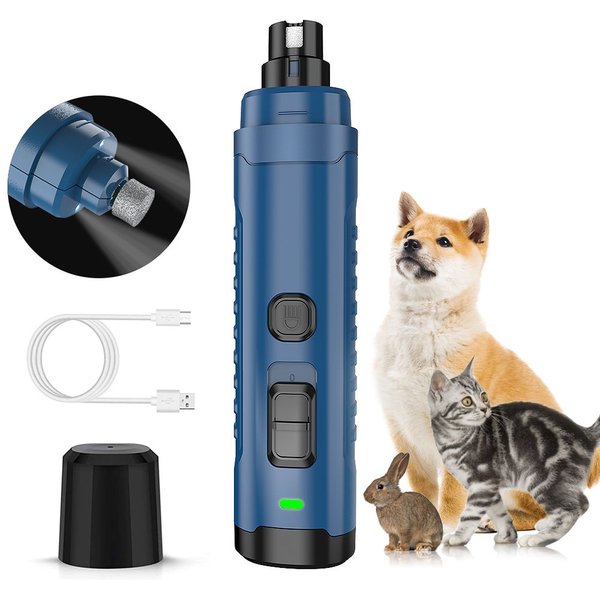 PATPET 2 LED Quiet Medium & Large Dog & Cat Nail Grinder, Blue - Chewy.com
