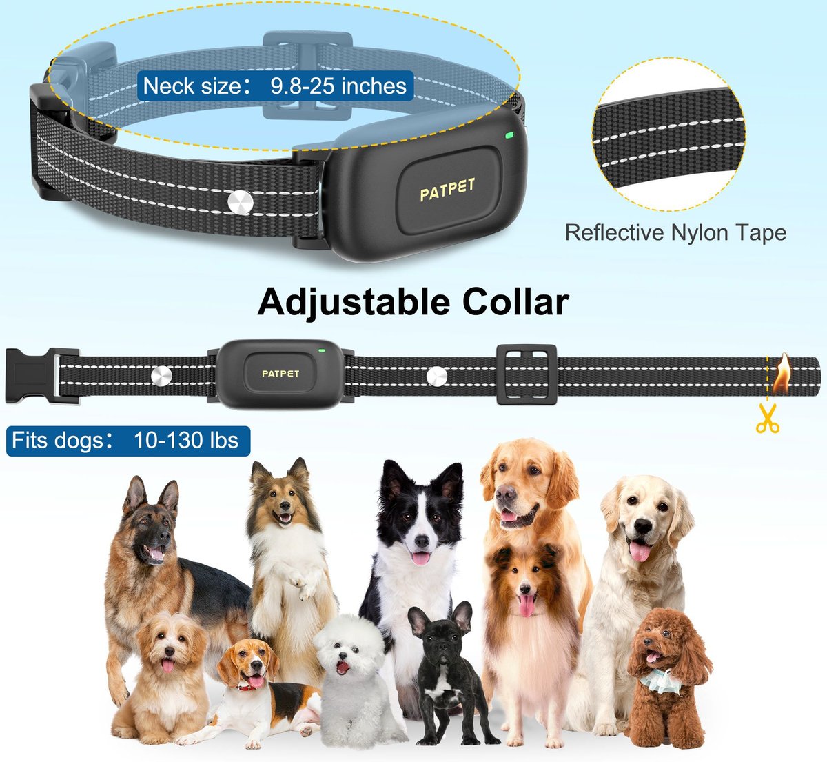 PATPET 2000-ft Waterproof & Adjustable Dog Training Collar, 9.8-25-in ...