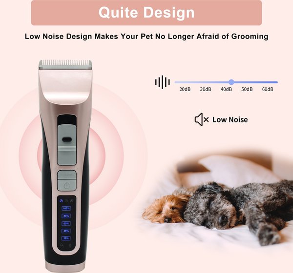 PATPET 3-Speed Cordless Dog & Cat Hair Grooming Clipper Kit, Rose Gold ...