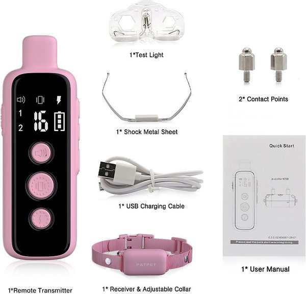 PATPET P650 Anti-Bark & Remote Dog Training Collar, Small, Pink, 1 ...