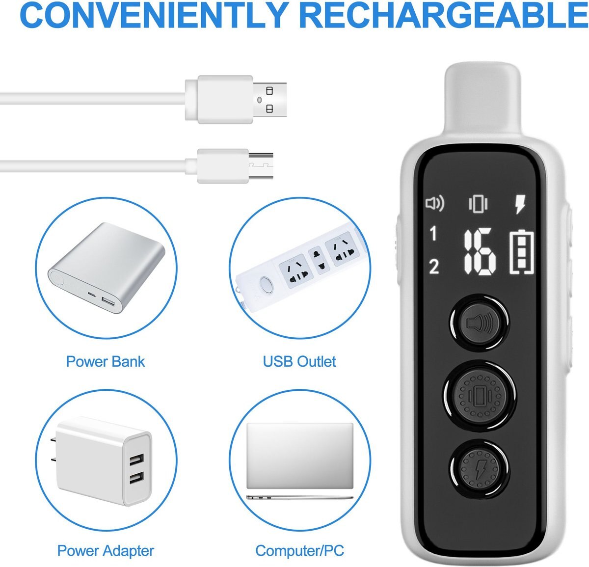 PATPET P650 Anti-Bark & Remote Dog Training Collar, White, 2 count ...