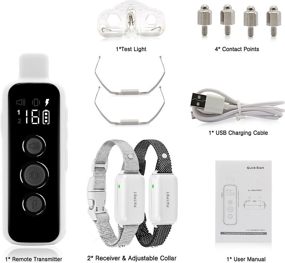 PATPET P650 Anti-Bark & Remote Dog Training Collar, White, 2 count ...