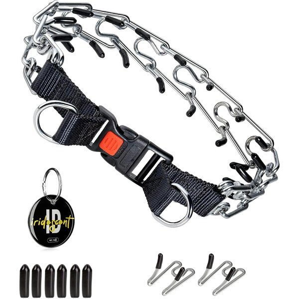 PATPET Quick Release Buckle Prong Training Pinch Dog Collar, Black, 25 ...