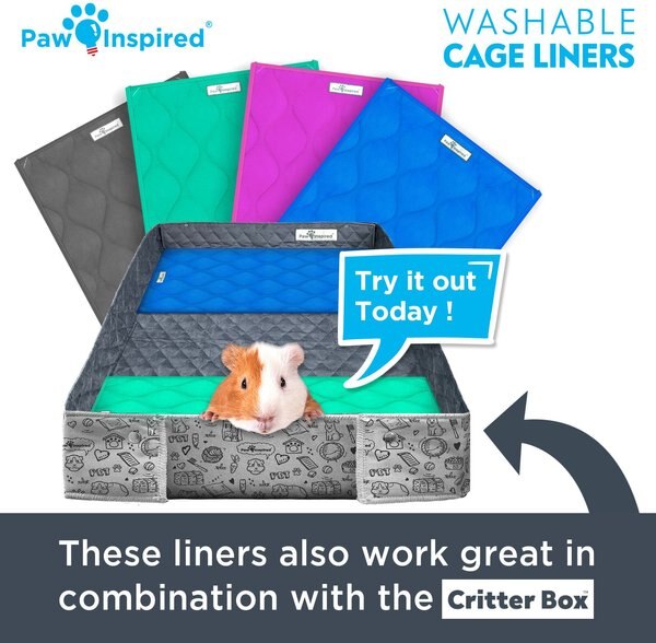PAW INSPIRED Guinea Pig Fleece Cage Liners & Bedding, 2 count, Blue ...