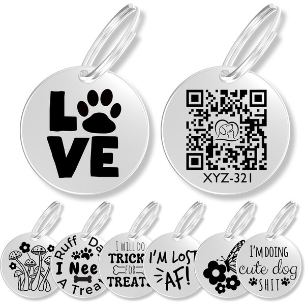 GOTAGS Personalized Silicone Round Dog & Cat ID Tag, Large, Blue ...