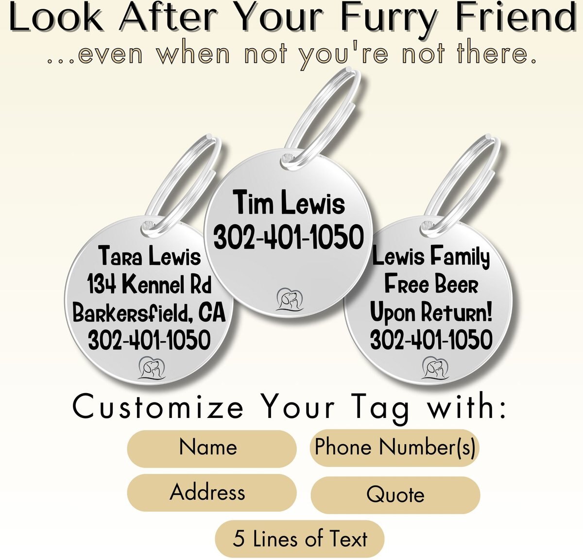 PAWFUREVER Dog Breed Stainless Steel Personalized Dog ID Tag, Basset ...
