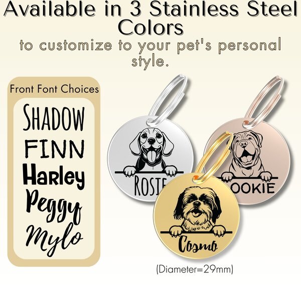 PAWFUREVER Dog Breed Stainless Steel Personalized Dog ID Tag, Husky ...