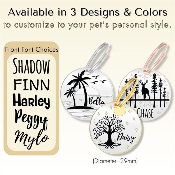 PAWFUREVER Personalized Engraved with QR Code Dog & Cat Tag, Rose Gold ...