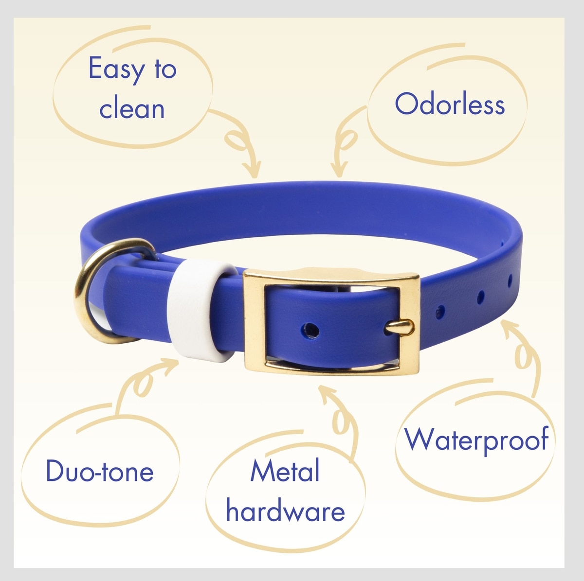 PAWFUREVER's Waterproof & Odorless Dog Collar, Blue & White, Large ...