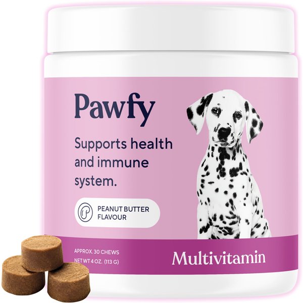 PAWFY Multivitamin Peanut Butter Flavor Supplement for Dogs, 30 count ...