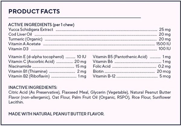 PAWFY Multivitamin Peanut Butter Flavor Supplement for Dogs, 60 count ...