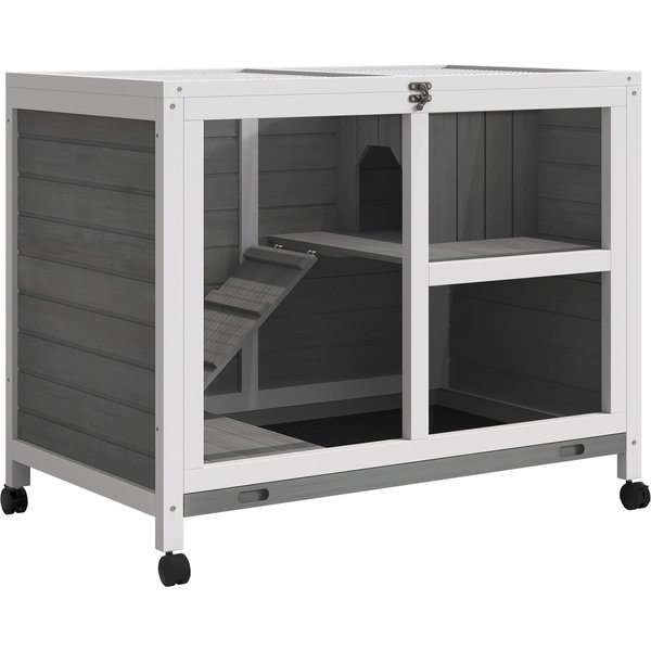 PAWHUT Raised Compact Dual Outdoor Wooden Rabbit Hutch - Chewy.com