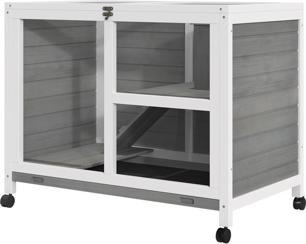 PAWHUT 2-Story Wooden Rabbit Hutch, Grey - Chewy.com
