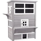 PAWHUT 3-Story Outdoor Feral Cat House with Raised Floor, Yellow ...