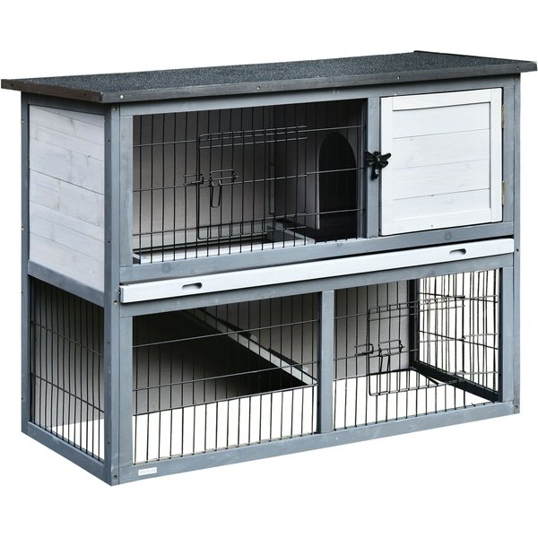 PAWHUT Raised Compact Dual Outdoor Wooden Rabbit Hutch - Chewy.com