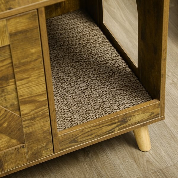 Discontinued - PAWHUT 54.25" Wooden Cat Tree & Litter Box Enclosure ...