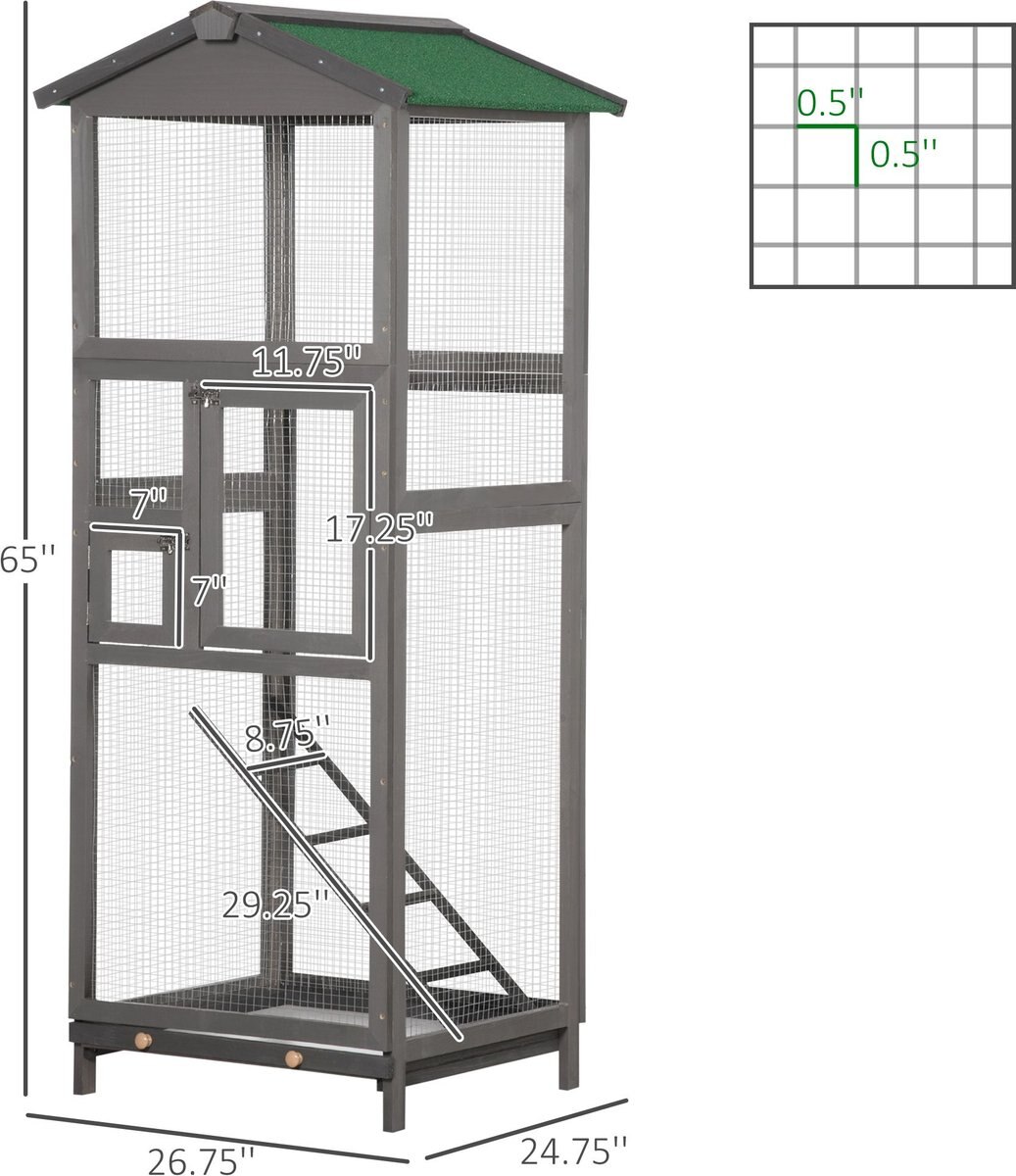 Out of Stock - PAWHUT 65-in Wooden Outdoor Finches Aviary with Pull Out ...