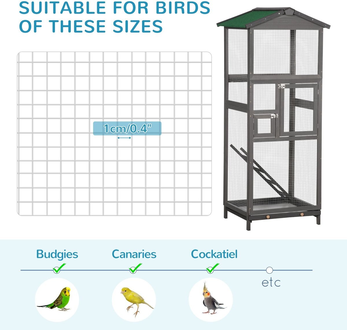Out of Stock - PAWHUT 65-in Wooden Outdoor Finches Aviary with Pull Out ...