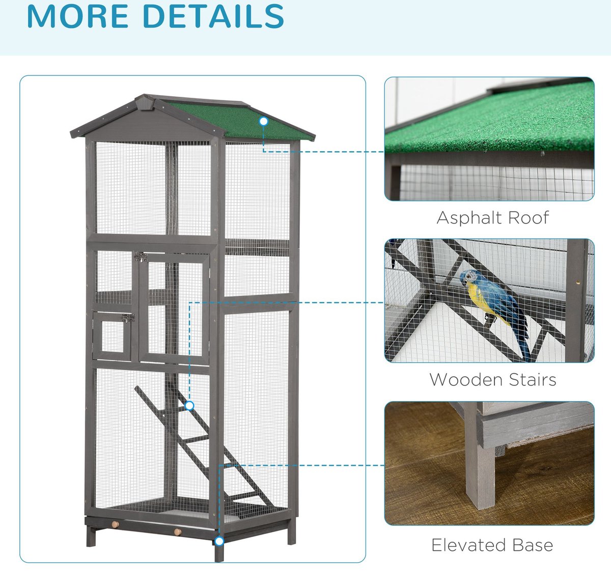 Out of Stock - PAWHUT 65-in Wooden Outdoor Finches Aviary with Pull Out ...