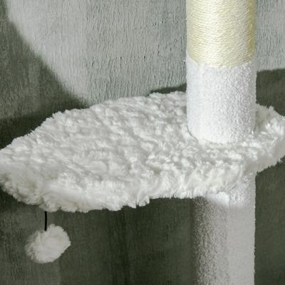 PAWHUT 8.4-ft Fleece Adjustable Height Floor-to-Ceiling Cat Tree, White ...