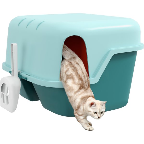 PAWHUT Fully Enclosed Cat Litter Box with Front Entry, Top Exit, 19-in ...