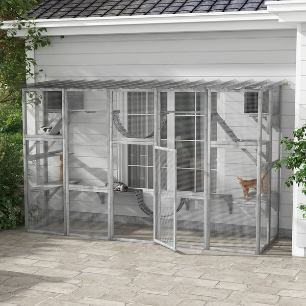 PAWHUT Catio Playground Cat Window Box Outdoor Cat House, Gray - Chewy.com