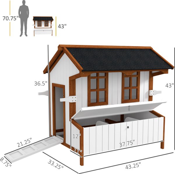 Temporarily Unavailable - PAWHUT 43-in Wooden Chicken Coop, Nesting Box ...