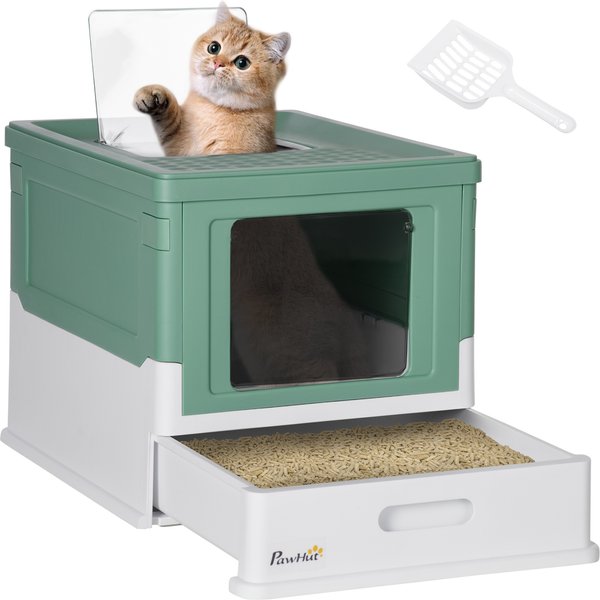 PAWHUT Fully Enclosed Cat Litter Box with Front Entry, Top Exit, 19-in ...