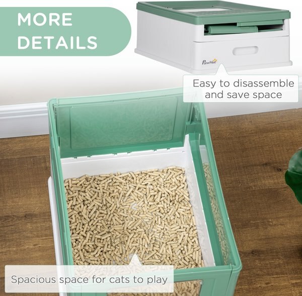 PAWHUT Fully Enclosed Cat Litter Box with Front Entry, Top Exit, 19-in ...