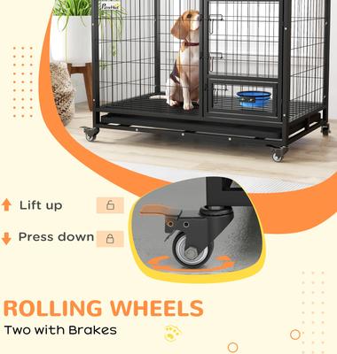 Discontinued - PAWHUT Heavy Duty Openable Top Metal Dog Crate, Black ...