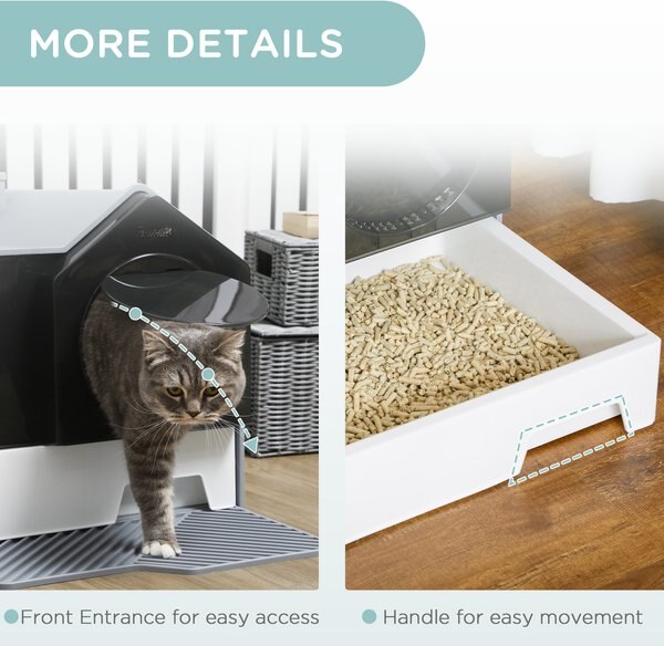 PAWHUT Hooded Cat Litter Box with Litter Mat, 18-in, Gray - Chewy.com