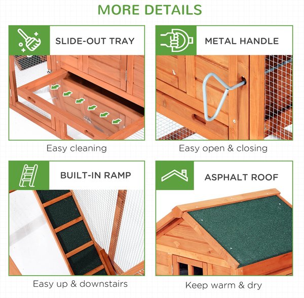 PAWHUT Hutch Poultry Cage Backyard Wooden Dual with Outdoor Ramps ...