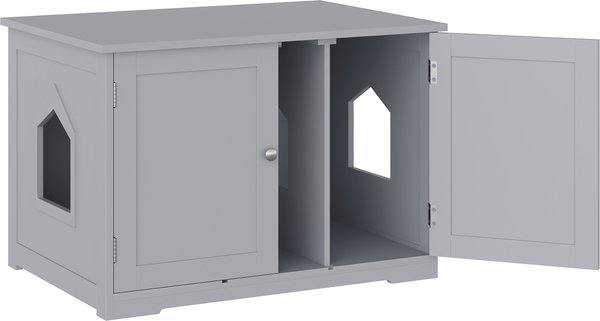 Discontinued - PAWHUT Modern Cat Litter Box Enclosure with Adjustable ...