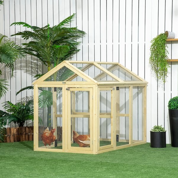 PAWHUT Nature Wood Chicken Run with Coop & Combinable Design, 1 to 4 ...